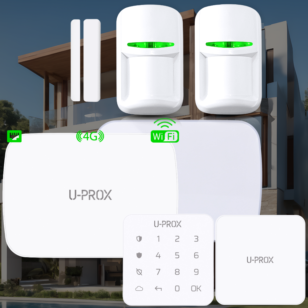 U-Prox-Kit4 - Wireless Control Hub, 2x PIR, 1x Contact, 1x Keypad, 1x ...