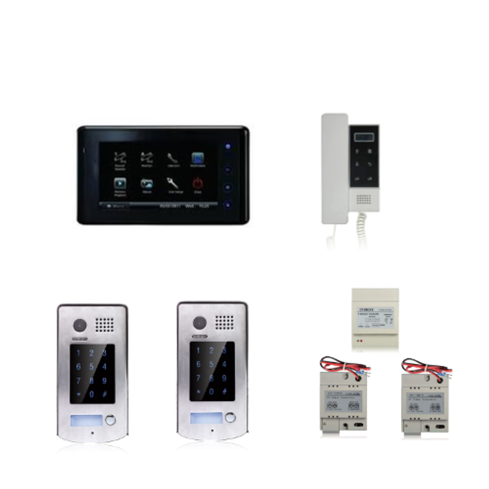 V-Tek - V-Tek-Kit4 Video Intercom Kit 7" Screen, audio & 2 surface key ...