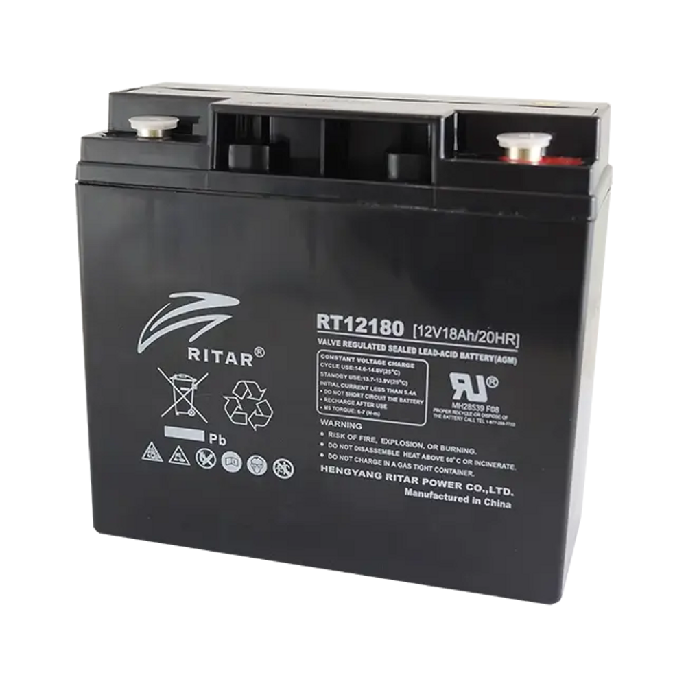 RT12180F3 - Ritar - 12VDC 18Ah Sealed Lead Acid Battery - F3 Terminals ...