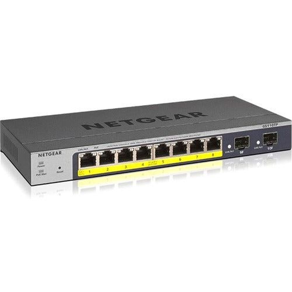 Netgear GS110TP-300AJS 8-port Gigabit PoE Smart Switch with 2 Gigabit ...