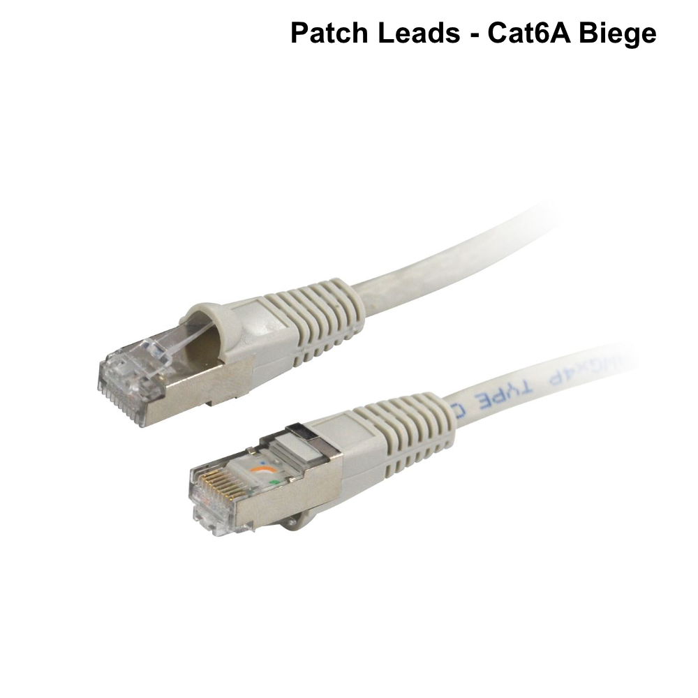 Cat6A SFTP Patch Lead (Cat6 Augmented) 500MHz - Beige - Select Length ...