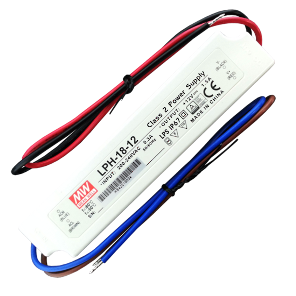 WELL-LPH-18-12 - 12V 1.5A Switch Mode Power Supply in IP67 Case, 230VA ...